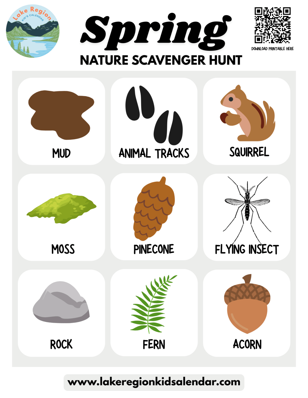 Spring Nature Scavenger Hunt – Lake Region Kid's Calendar