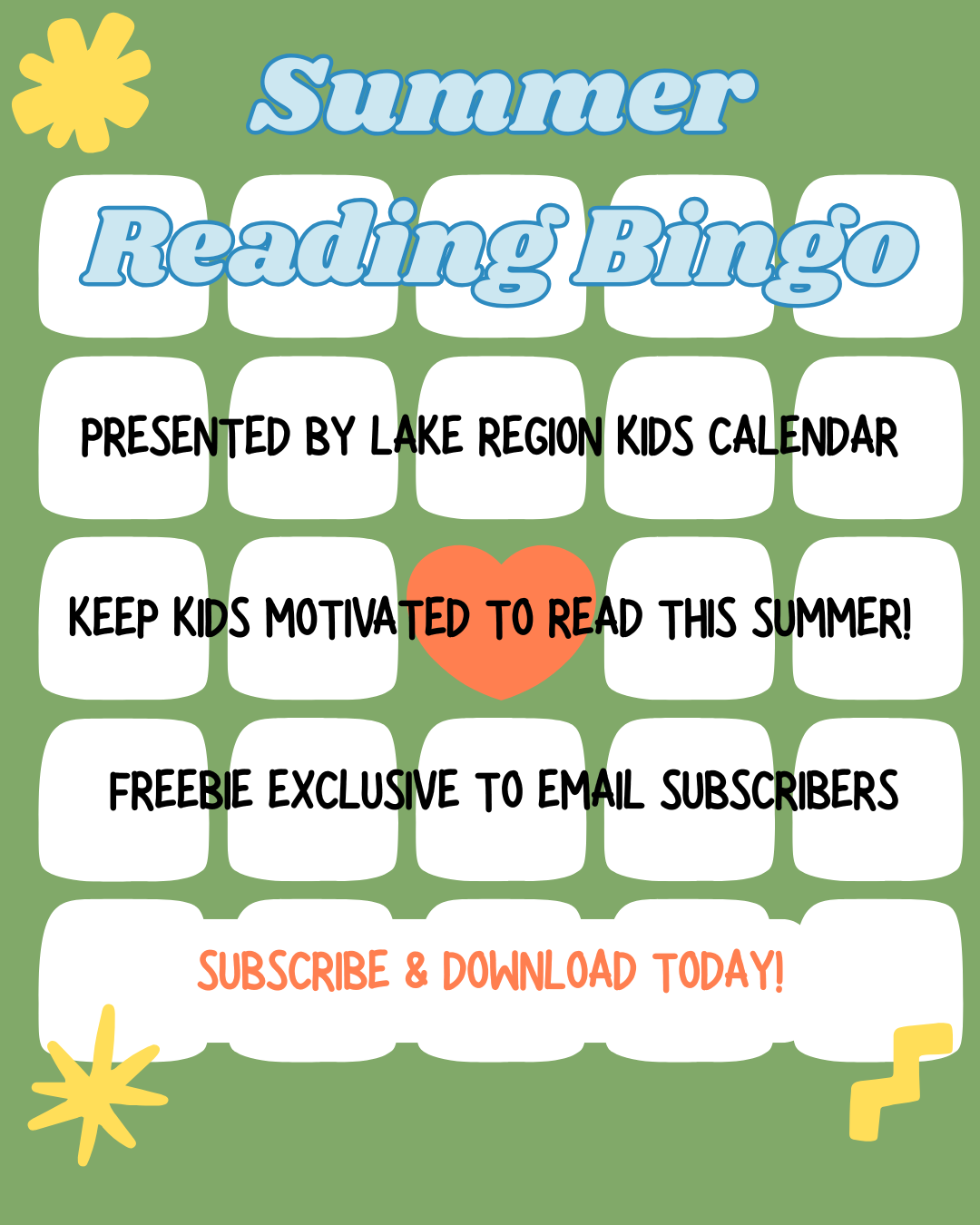 Download Your Free Summer Reading Bingo Card Today! – Lake Region Kid's ...
